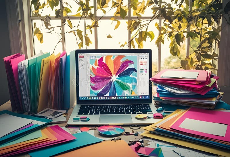 A Designing Laptop Work Space Stock Image - Image of designing, work ...