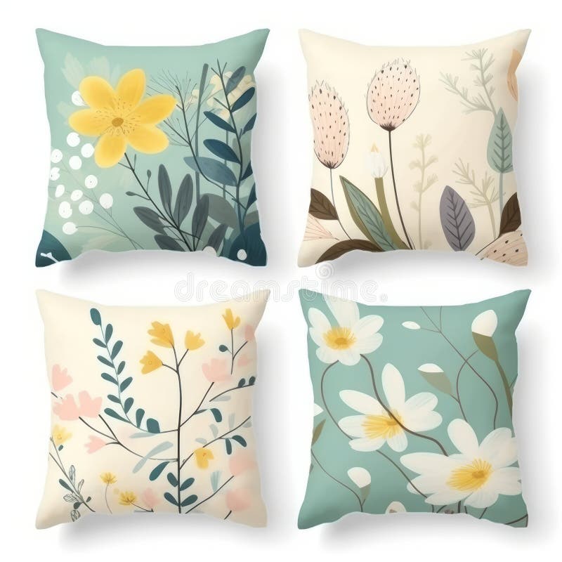 Designing a Minimalistic Pillow with a Spring Theme Stock Illustration ...