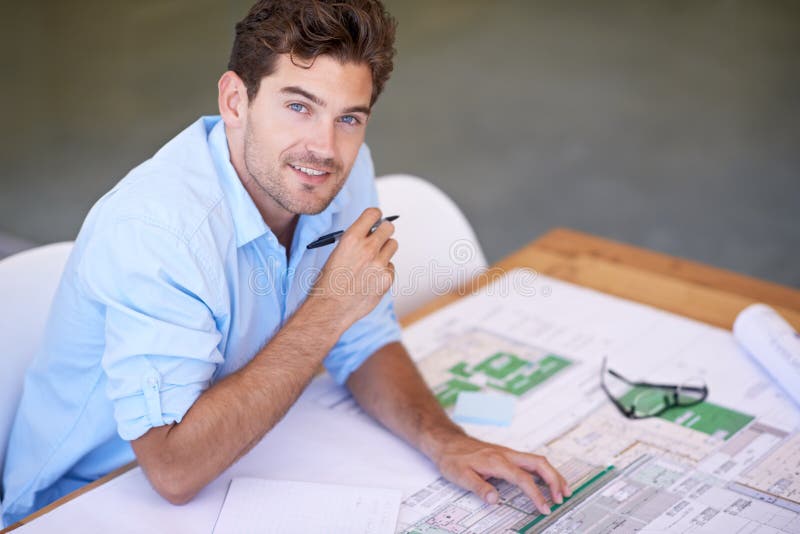 Designing the Perfect Office Space. Shot of a Handsome Architect ...