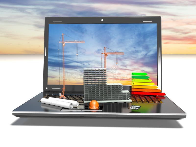 Designing of Project. Draws and Laptop. Concept, 3d Render Stock Photo ...