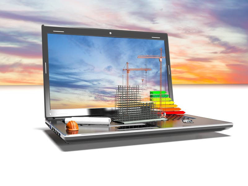 Designing of Project. Draws and Laptop. Concept, 3d Render Stock Image ...