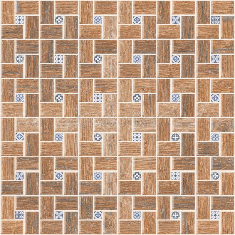 Desgin Tile Floor with Wood Texture and Small Patchwork Stock Image ...