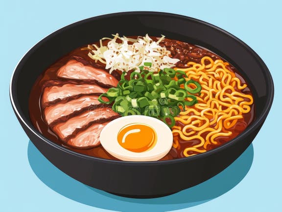 Designing a Two-dimensional Image of a Bowl of Ramen Situated in a Warm ...