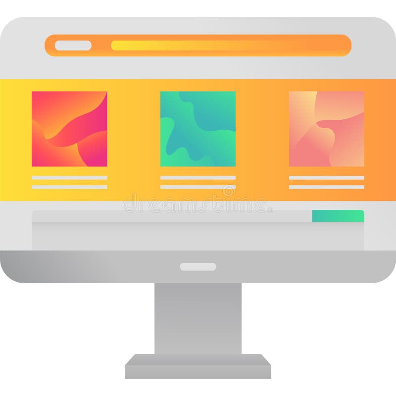 Designing on Vector Computer Icon on White Stock Vector - Illustration ...