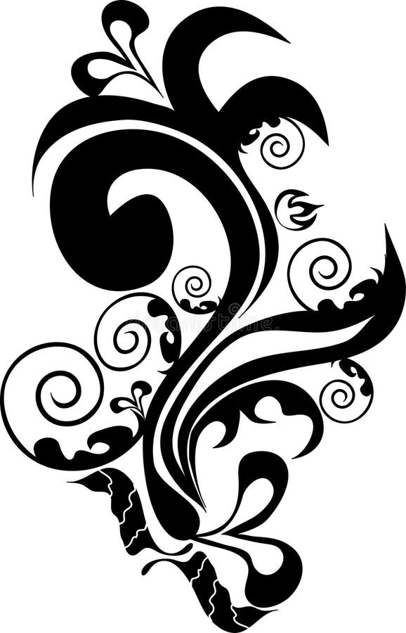 Svart dekorativ design vektor illustrationer. Illustration av blomma ...