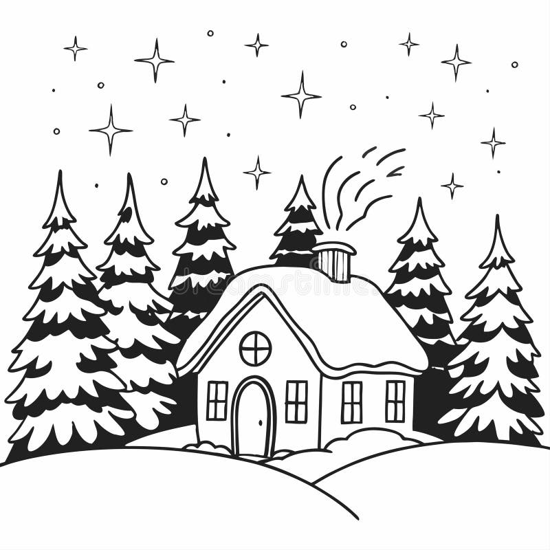 Winter Cabin Drawing Stock Illustrations – 3,647 Winter Cabin Drawing ...