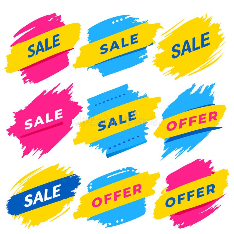 Vibrant Sale and Offer Stickers in Pink, Blue, Yellow Vector, Ideal for ...