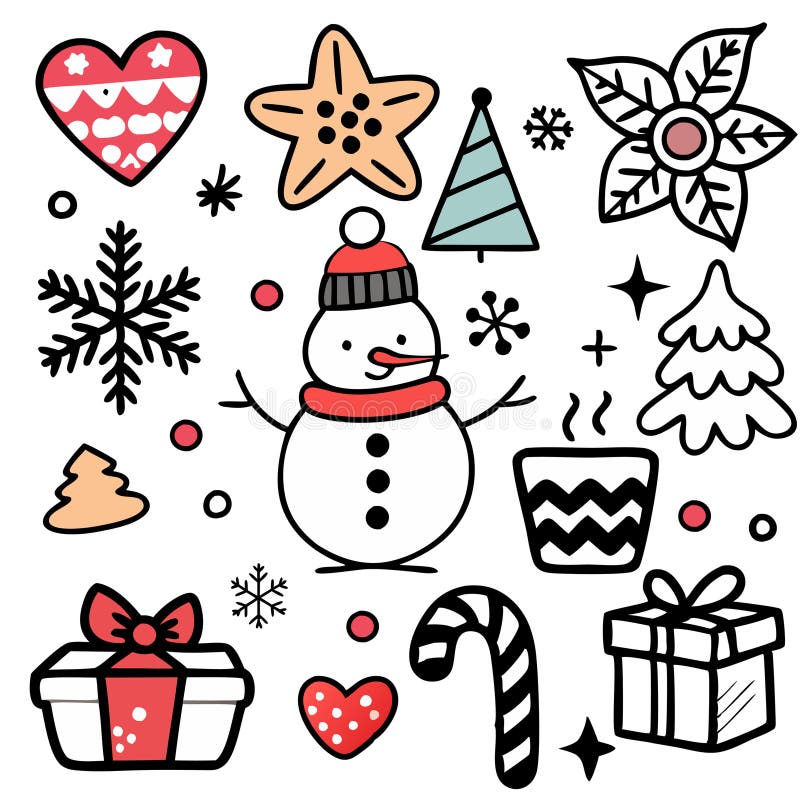 Festive Christmas Doodles, Colorful and Playful, Holiday Decoration ...