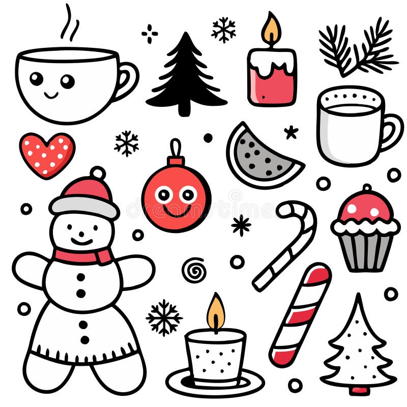 Festive Holiday Doodles, Colorful Vector Illustration, Perfect for ...