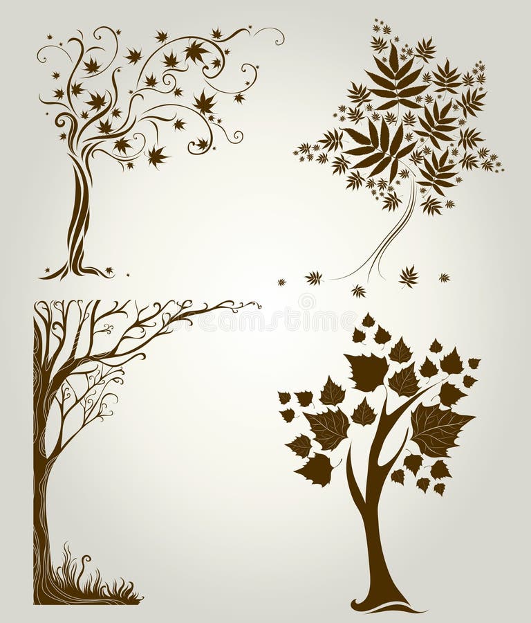 Designs with Decorative Tree from Leafs Stock Vector - Illustration of ...