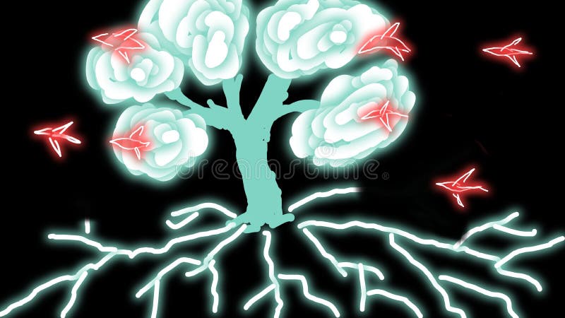 Designs of Knowledge Tree with Root, Abstract Painting, and Red Flying ...