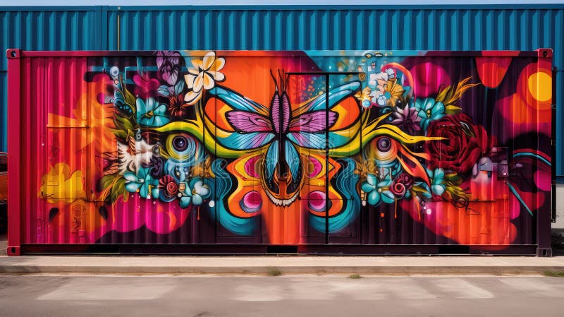 Designs Shipping Container Wall Stock Illustration - Illustration of ...