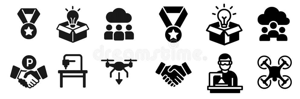 Designs of Various Icons Representing Teamwork, Innovation, and ...