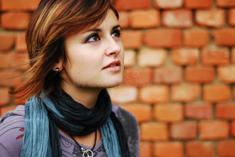 Desire stock photo. Image of pretty, hair, face, brick - 11300134