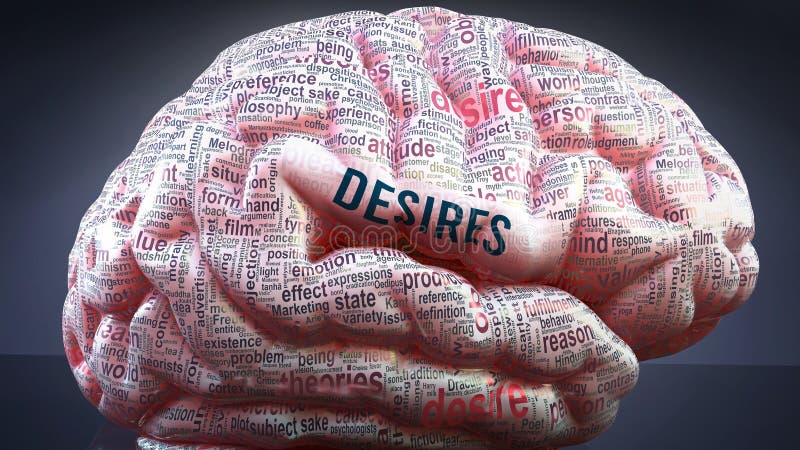 Desires and a human brain stock illustration. Illustration of desires ...