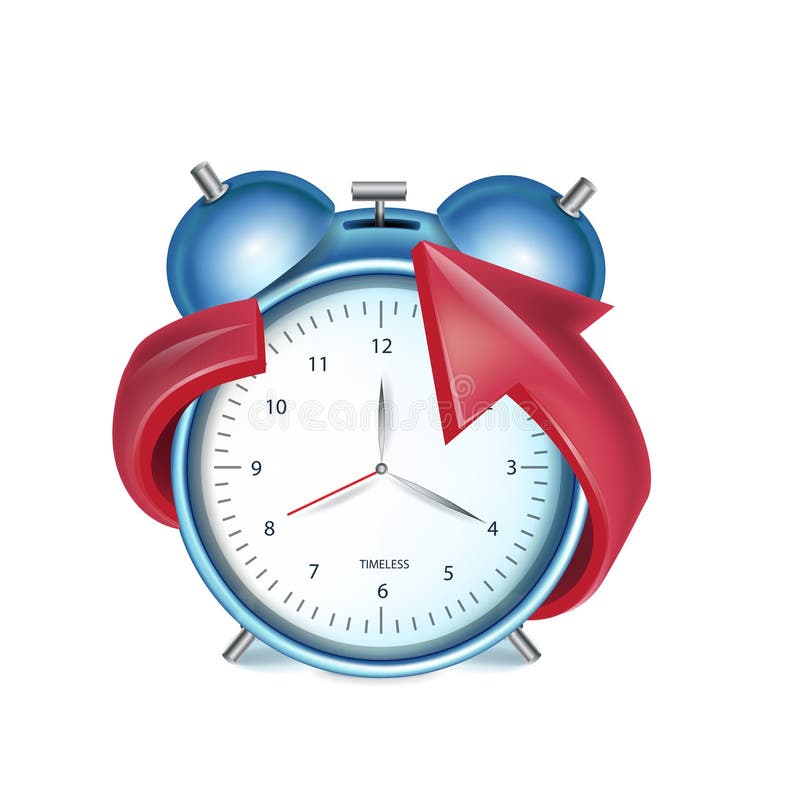 Desk Alarm Clock with Red Arrow Isolated Stock Vector - Illustration of ...