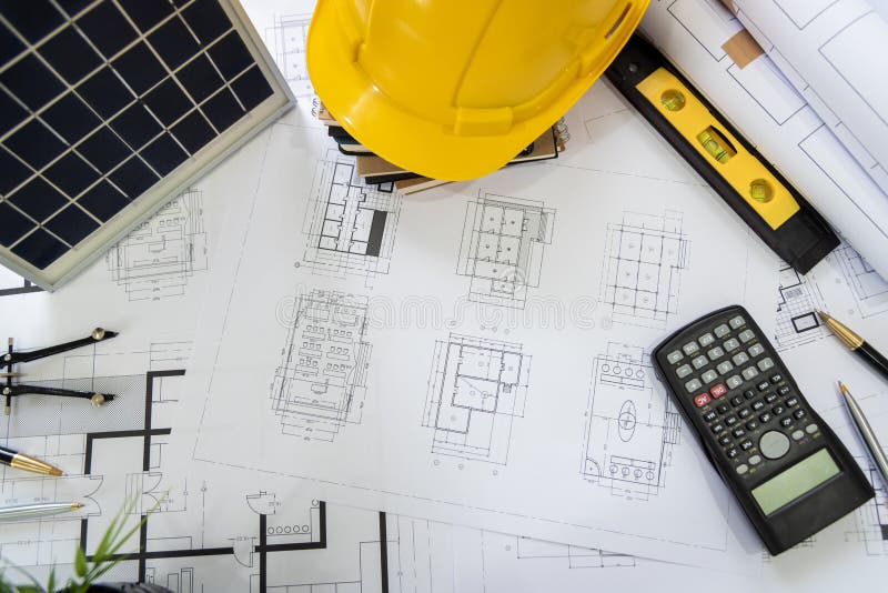 Desk of Architects Solar Energy Powered Home Green for Reduce Global ...