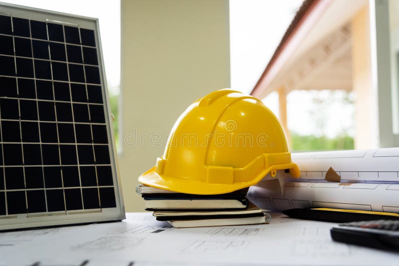 Desk of Architects Solar Energy Powered Home Green for Reduce Global ...