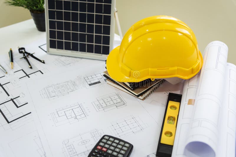 Desk of Architects Solar Energy Powered Home Green for Reduce Global ...