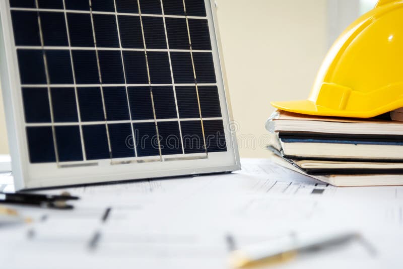 Desk of Architects Solar Energy Powered Home Green for Reduce Global ...