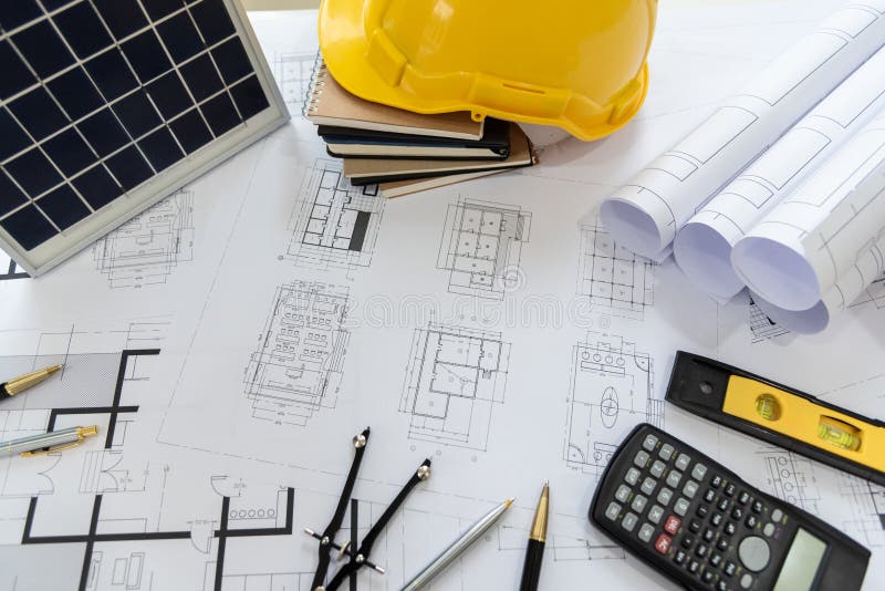 Desk of Architects Solar Energy Powered Home Green for Reduce Global ...