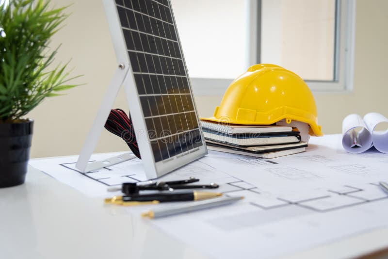 Desk of Architects Solar Energy Powered Home Green for Reduce Global ...