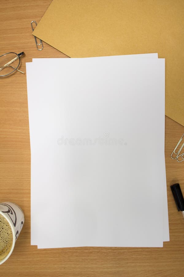 Blank Paper with Pen on Desk Stock Photo - Image of blank, desk: 32844512