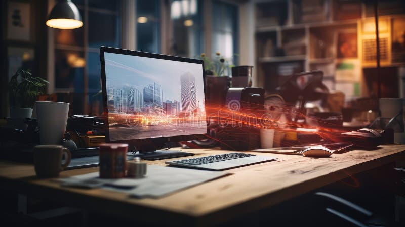 Desk Blurred Home Interior Photography Stock Illustration ...