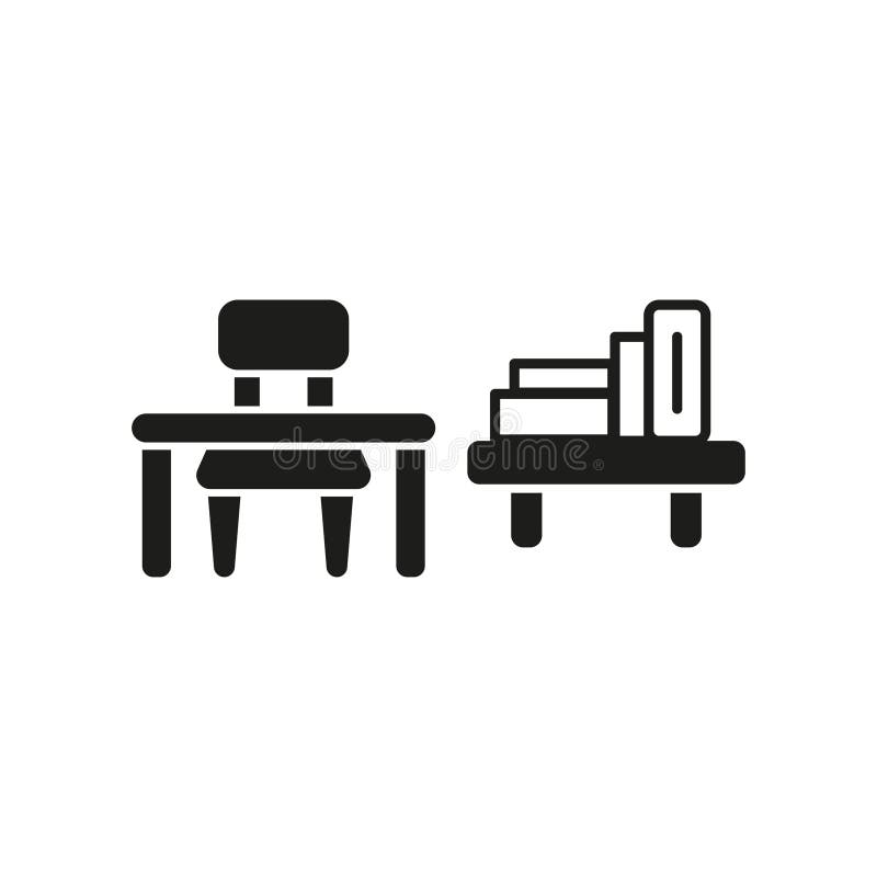 Desk and Book Self Set Icon Vector Stock Vector - Illustration of ...