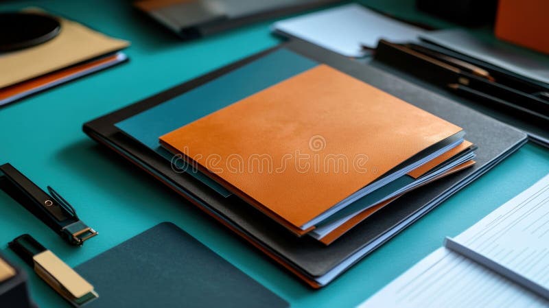 A Desk with a Bunch of Different Types of Papers Stock Illustration ...