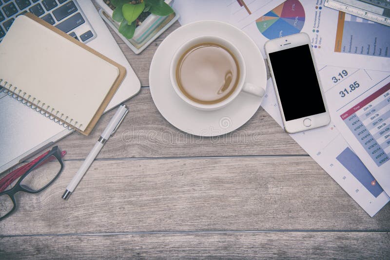 Desk with a Calculator Office Table with Notepad Stock Photo - Image of ...