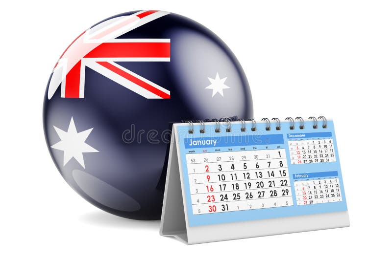 Desk Calendar with Australian Flag. 3D Rendering Stock Illustration ...