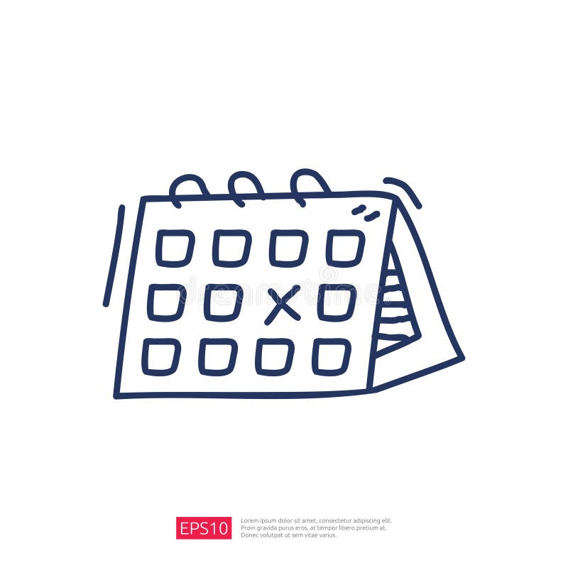Desk Calendar Doodle Line Icon Stock Vector - Illustration of date ...
