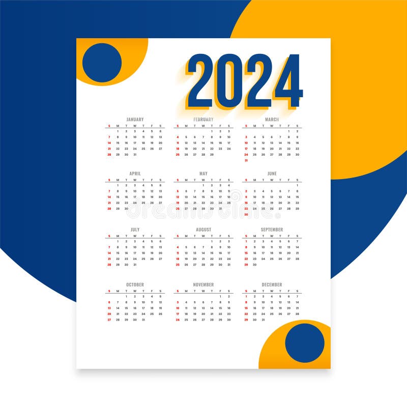 2024 Desk Calendar Layout for Office or Business Use Stock Vector ...