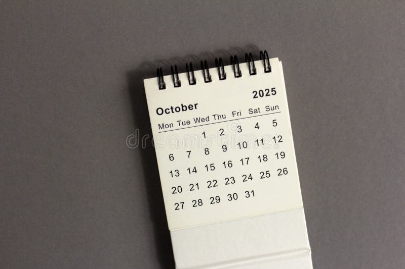 Desk Calendar October 2025 Gray Background Stock Photos - Free ...