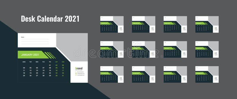 Desk Calendar 2021 TEmplate Design Stock Vector - Illustration of ...