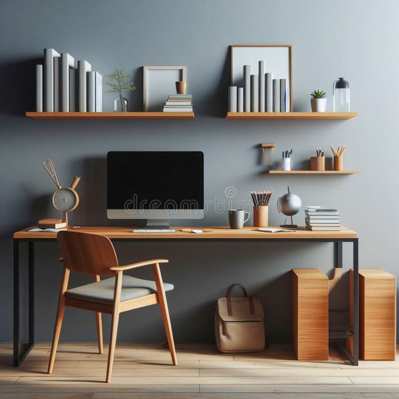 Desk, Chair, and Computer: Essential Work Essentials Stock Illustration ...