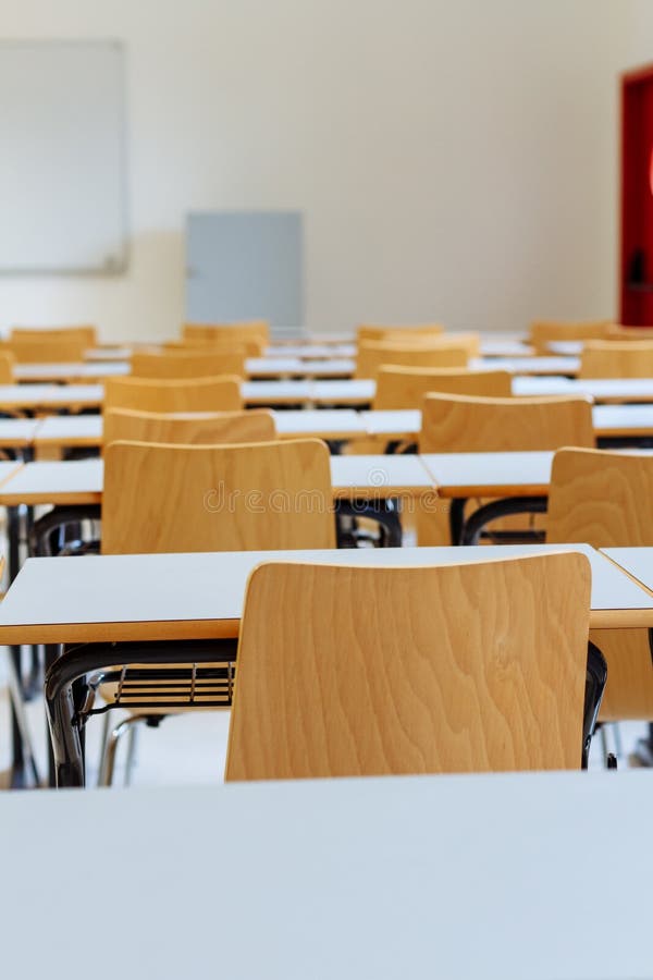 Desk and Chairs in Classroom Stock Photo - Image of bright, college ...
