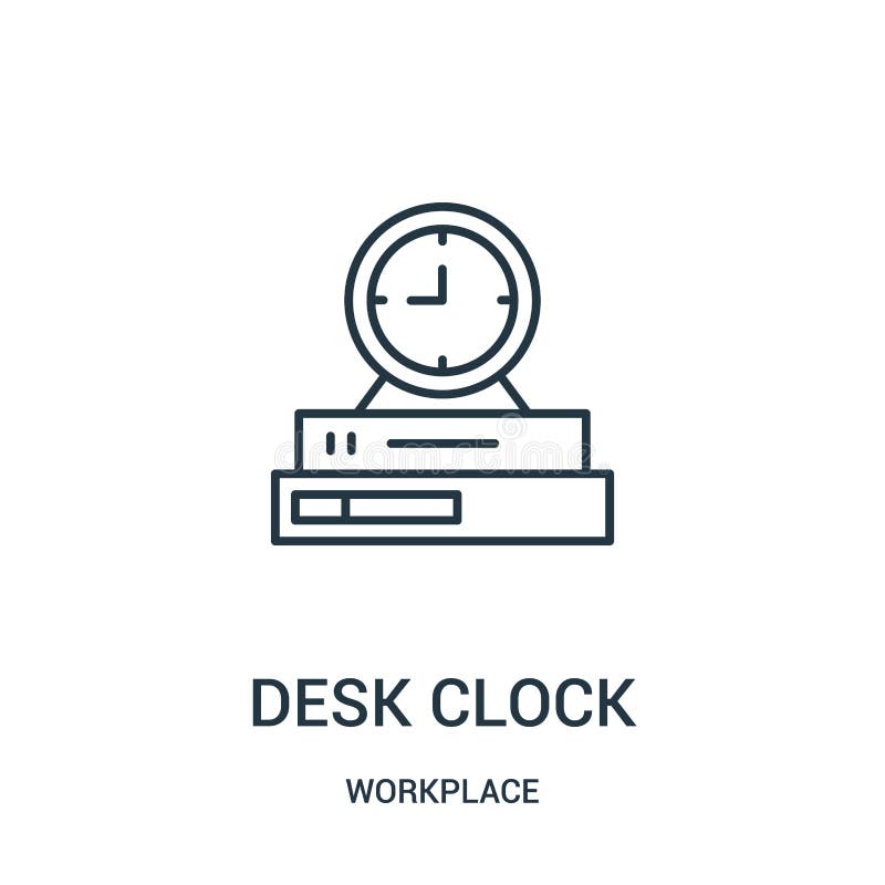 Desk Clock Icon Vector from Workplace Collection. Thin Line Desk Clock ...