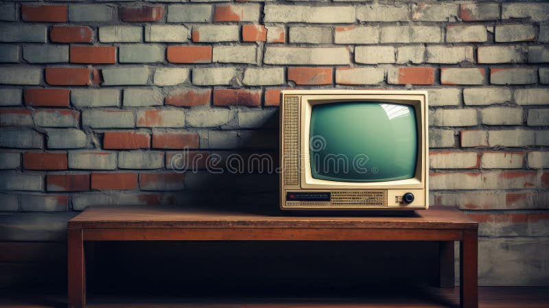 Desk Computer and Brick Wall Stock Illustration - Illustration of ...