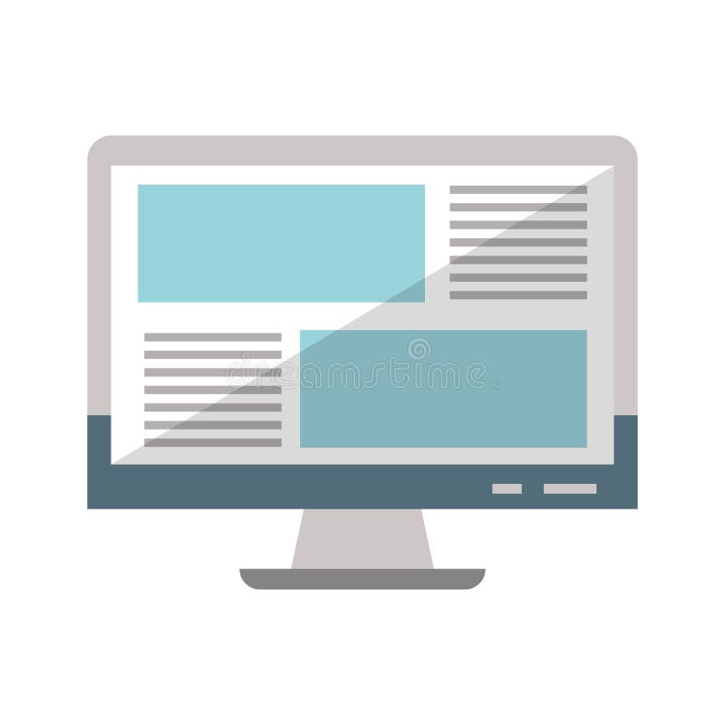 Desk Computer Browsing the Internet Isolated Stock Vector ...