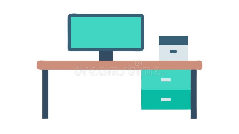 Desk Computer Filing Cabinet Workspace Vector, Vector Design Generative ...