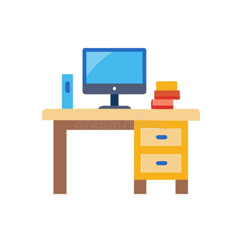 Desk Computer Icon for Workspaces Stock Vector - Illustration of ...