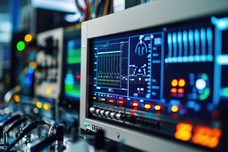 Desk Computer Monitor Close Up Stock Photo - Image of desk, generated ...