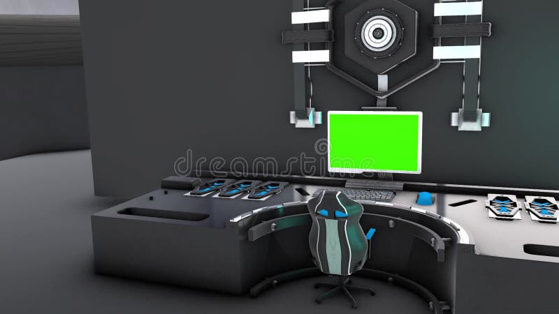 Desk Computer Office Green Screen. Futuristic Design Stock Video ...