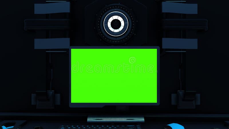 Desk Computer Office Green Screen. Futuristic Design Stock Video ...