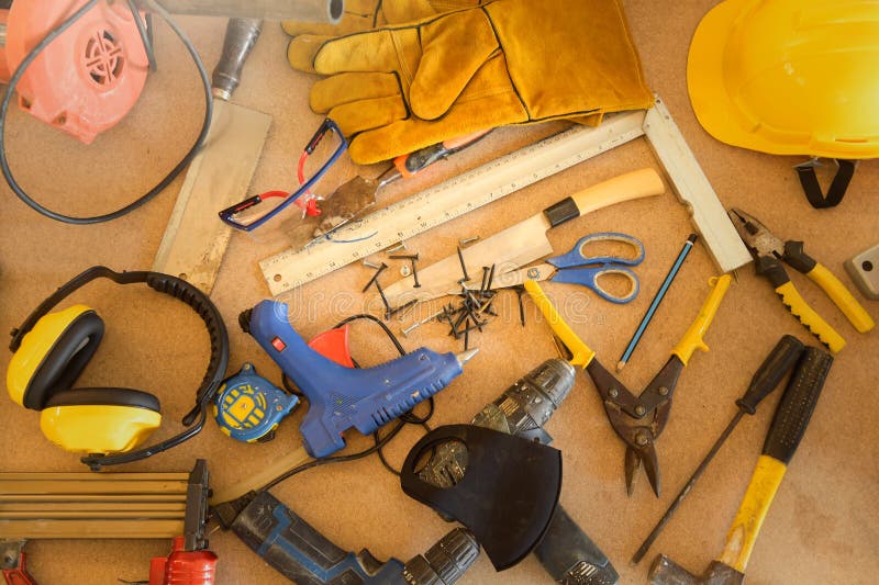 A Desk of Contractor Engineers Stock Image - Image of construction ...