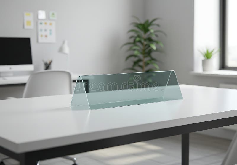 Desk Divider Panel Sitting on Workspace Surface in Modern Office Stock ...