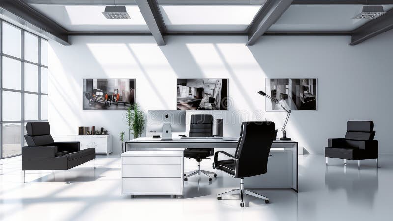 Desk Empty Office Background Stock Illustration - Illustration of ...