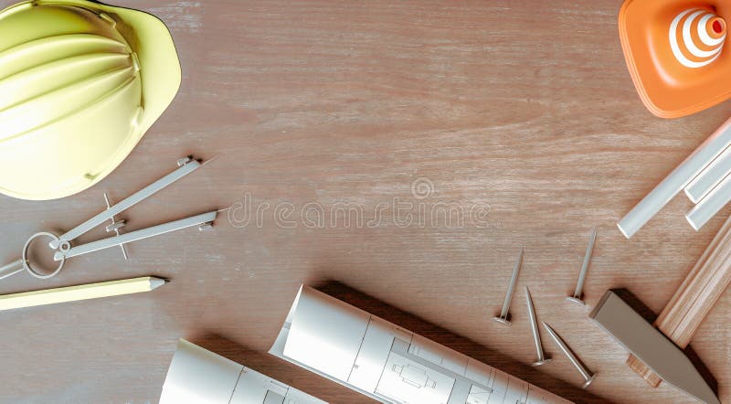 Desk of Engineering Project with Engineering Tools Stock Image - Image ...